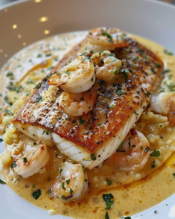 Red Snapper, Shrimp & Grits with a Cajun Cream Sauce - Ukbiddingdirectory